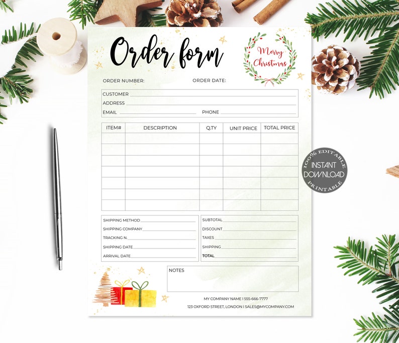 Order Form Editable Printable Small Business Forms Etsy Shop - Etsy