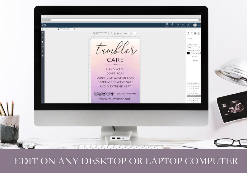 Editable Tumbler Care Card Etsy Shop Packaging Insert Card | Etsy