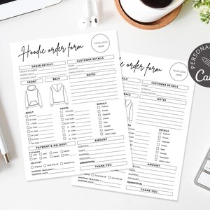 Hoodie Order Form Template I Editable Canva Invoice Template I T-shirt ...