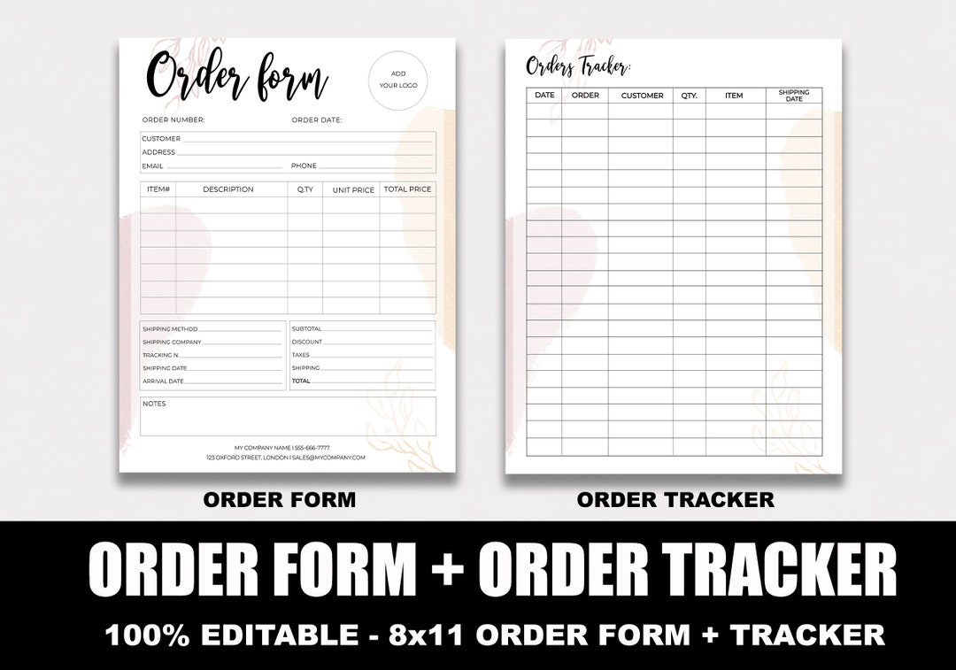 Editable Order Form + Order Tracker, Order Tracking & Form Template ...