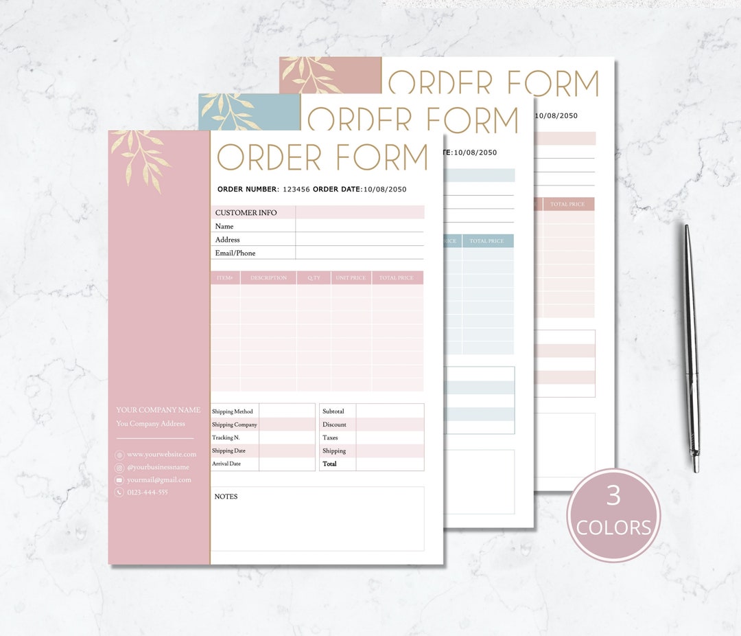 Editable Order Form Bundle, Etsy Small Business Order Forms Template ...