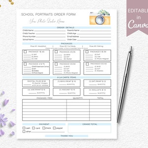 School Photography Order Form Template | Preschool Photos Printable ...