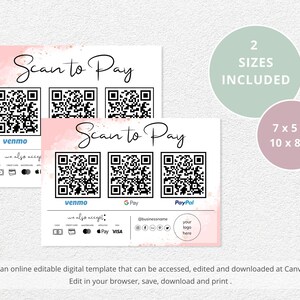 Scan to Pay Card, Editable Canva Template, QR Code Sign, Business Sign ...