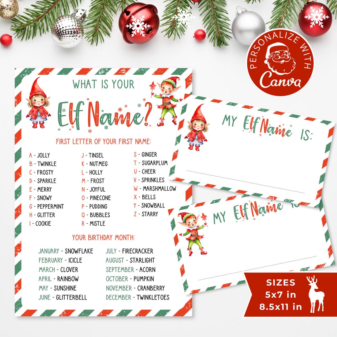 What's Your Elf Name Game | Canva Template, Christmas Elf Name ...