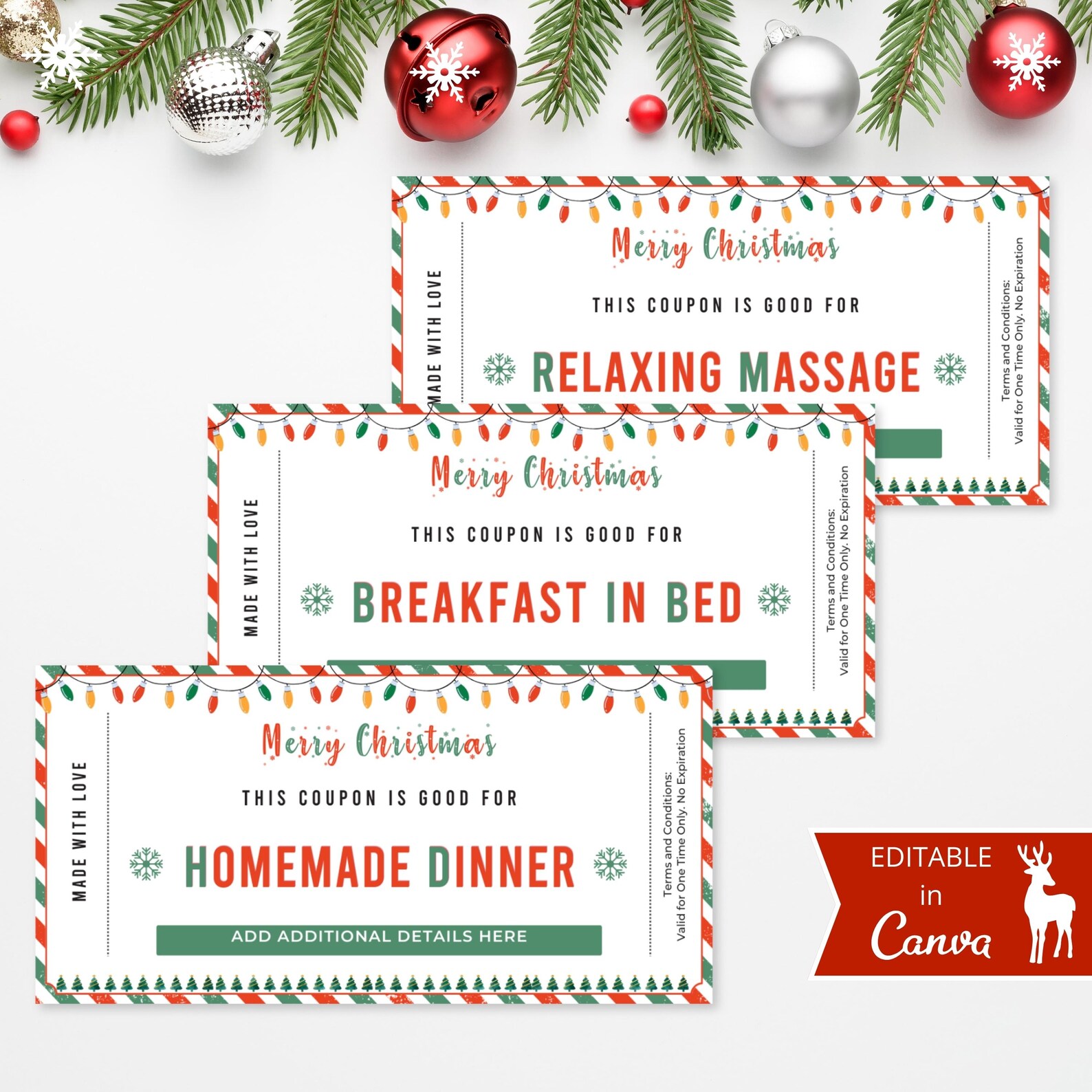 Editable Christmas Coupon Book | Canva Template Gift Certificate ...