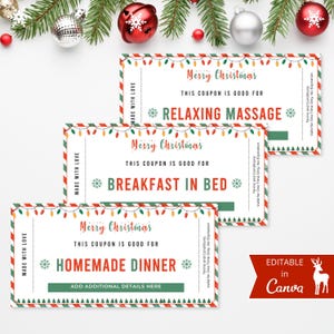 Editable Christmas Coupon Book | Canva Template Gift Certificate ...