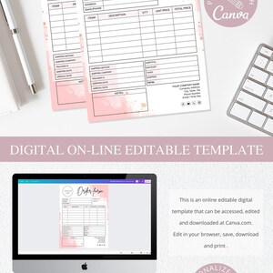 Order Form Editable, Custom Order Forms, Canva Template, Small Business ...