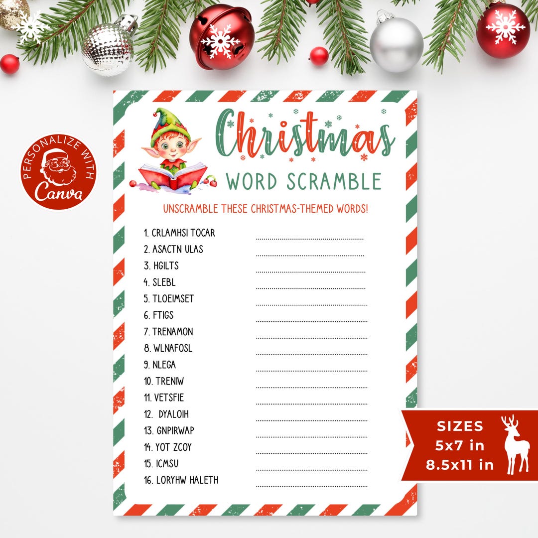 Christmas Word Scramble Game, Winter Kids Activity, Holiday Scramble ...