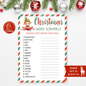 Christmas Word Scramble Game, Winter Kids Activity, Holiday Scramble ...