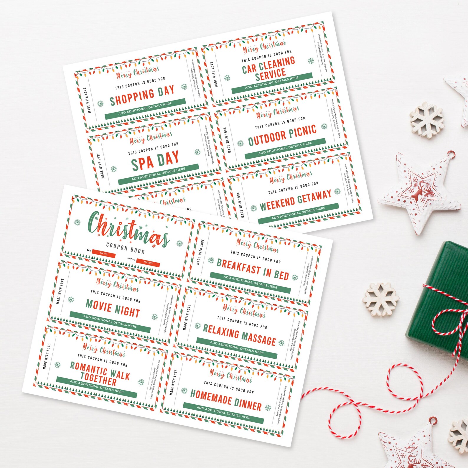 Editable Christmas Coupon Book | Canva Template Gift Certificate ...