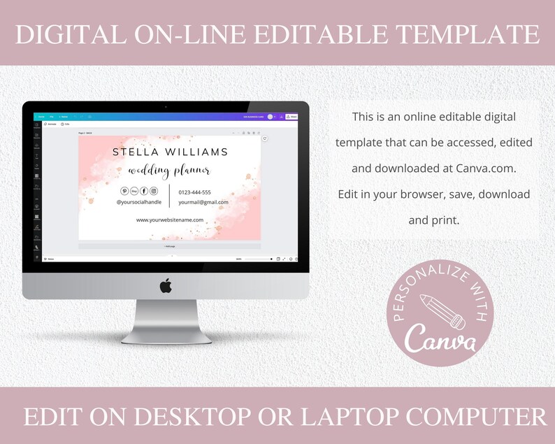 Business Card Template Editable Canva Template Custom - Etsy