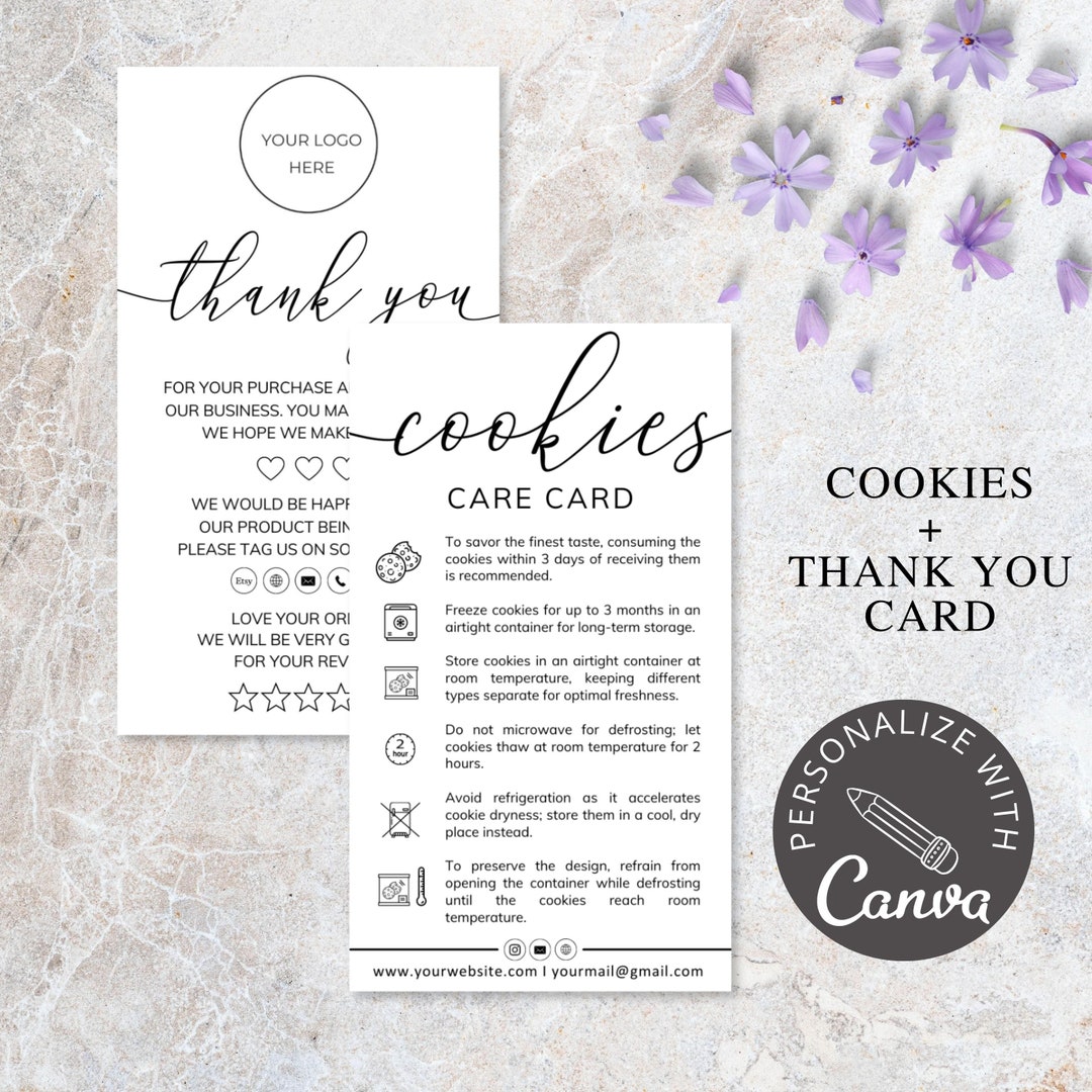 Cookie Care Card Template | Editable Canva Design for Bakery Small ...