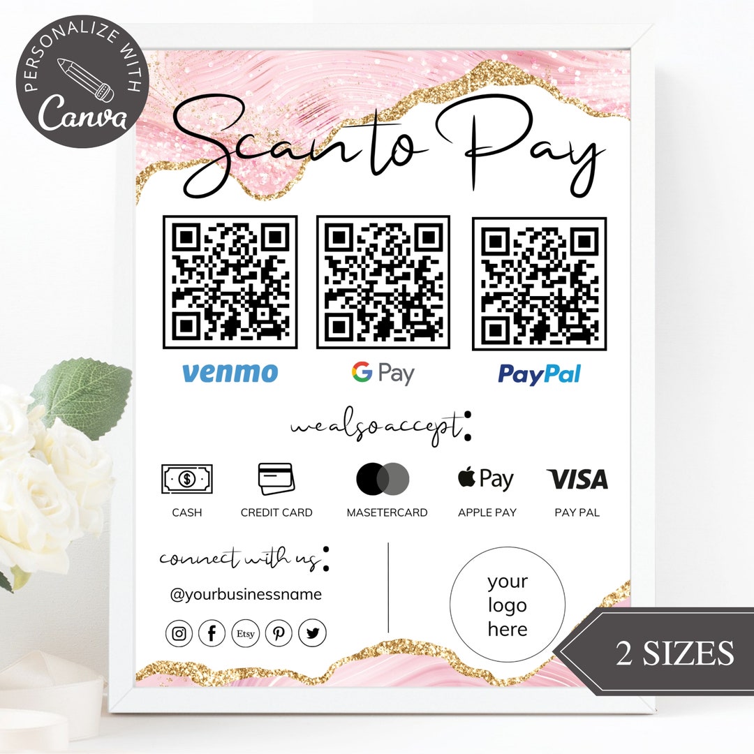 Editable Scan to Pay Card, Editable Canva Template, QR Code Sign ...