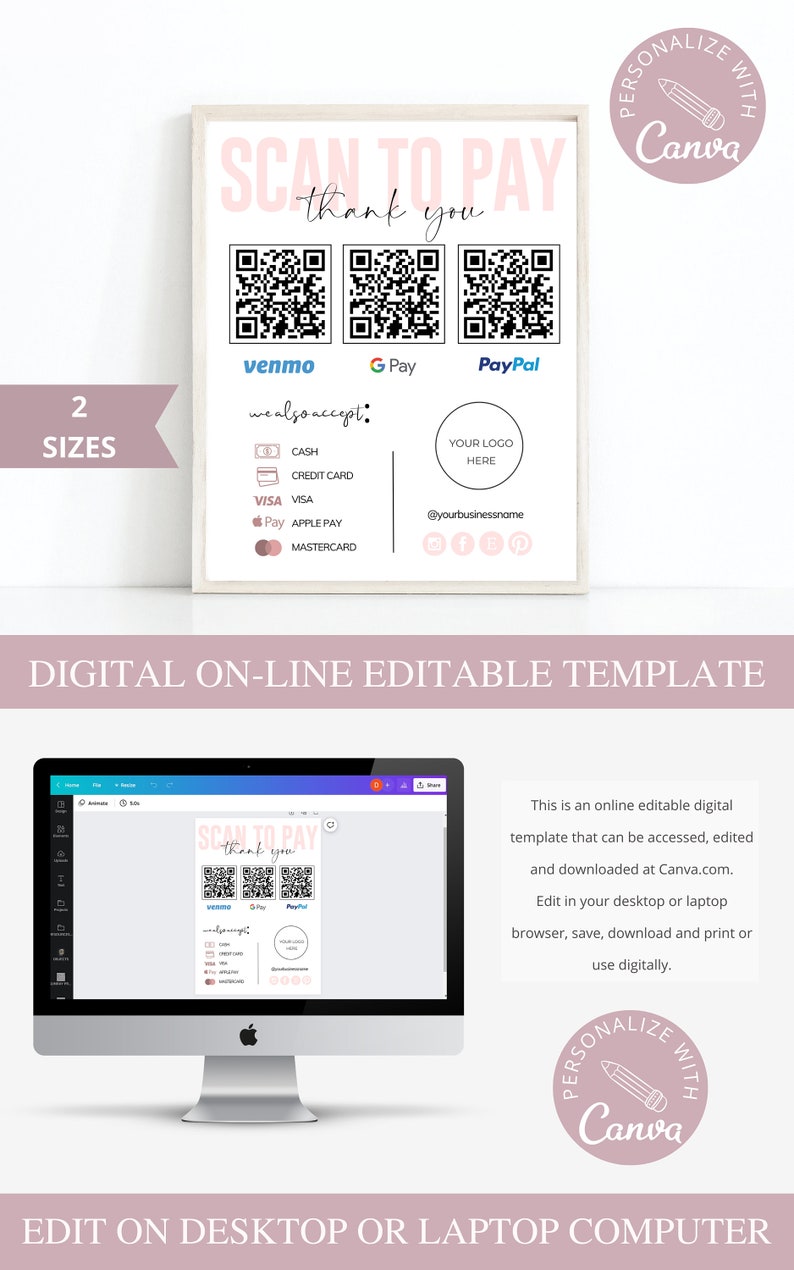 Editable Scan to Pay Card Editable Canva Template QR Code - Etsy Editable Scan to Pay Card Editable Canva Template QR Code - Etsy