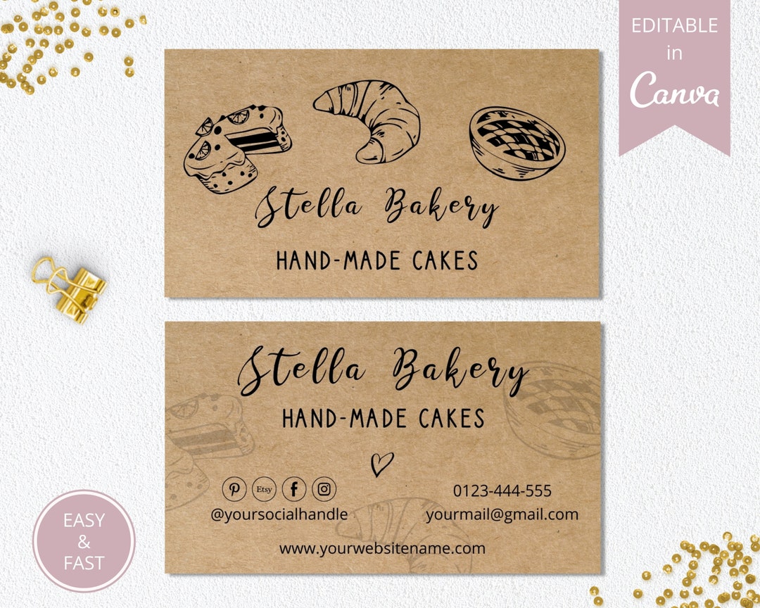 Bakery Business Card Editable Template, Printable Handmade Cake ...