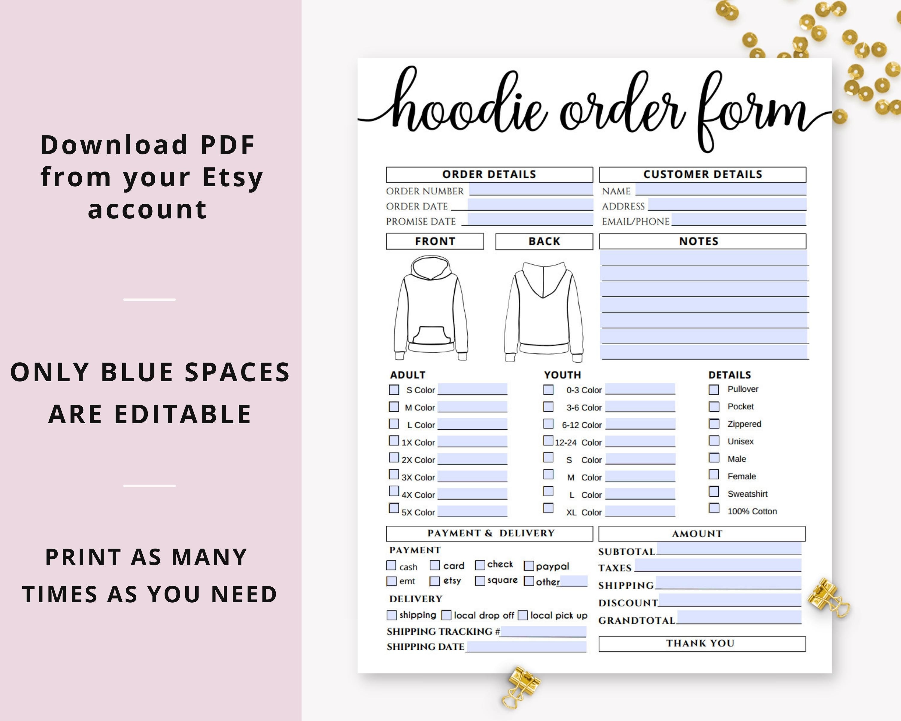 17 Fillable Order Forms Bundle, Invoice Template , Printable Small ...