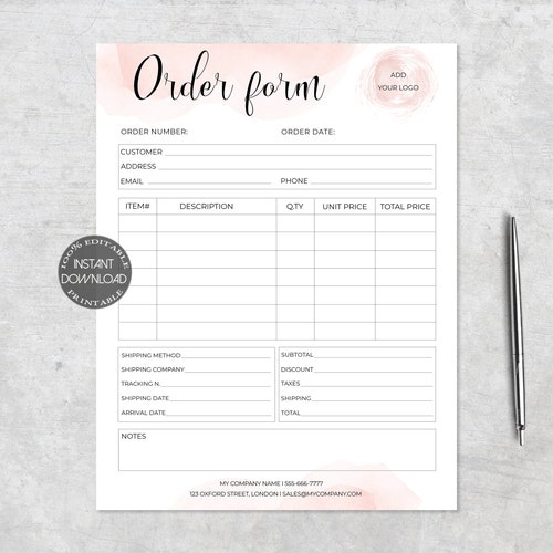 Editable Order Form Small Business Forms Craft Order Forms | Etsy