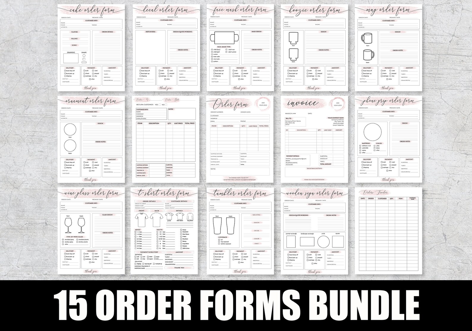 15 Editable Order Forms Bundle I Canva Template I Invoice Template I ...