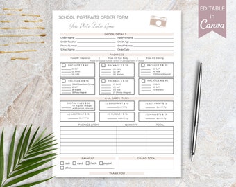 School Photography Order Form Template Preschool Photos | Etsy
