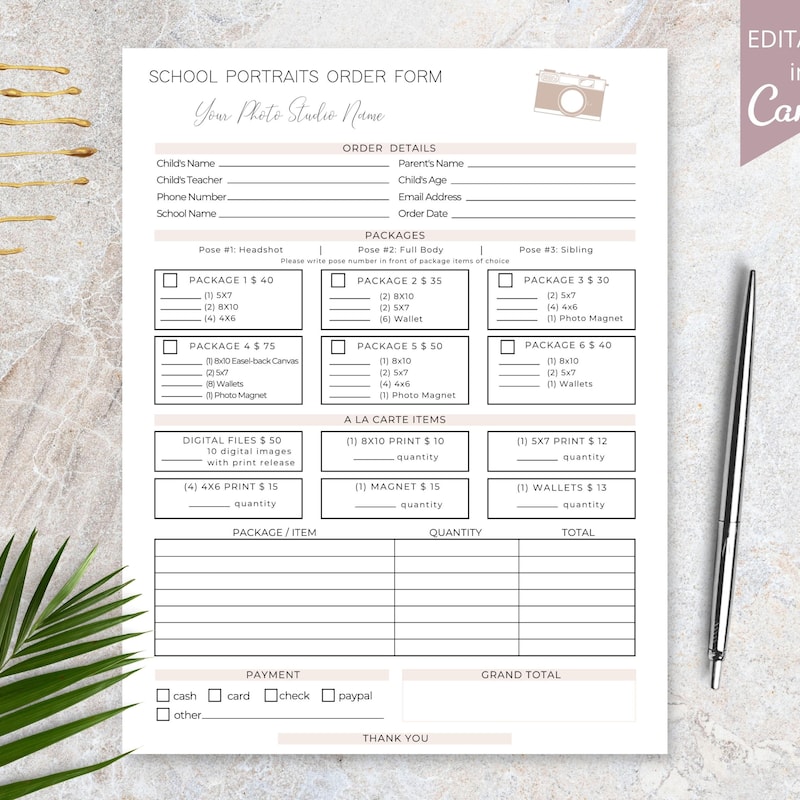 Picture Day Order Form - Etsy
