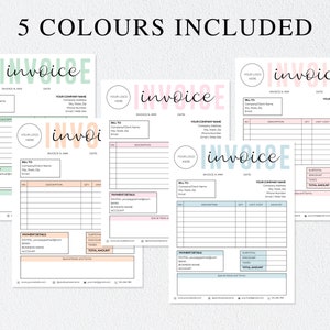 Invoice Editable Template, Printable Order Form Invoice, 5 Premade ...