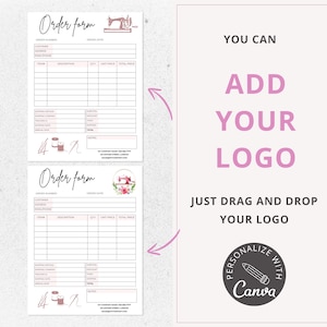 Sewing Order Form I Editable Canva Template, Invoice Template, Order ...