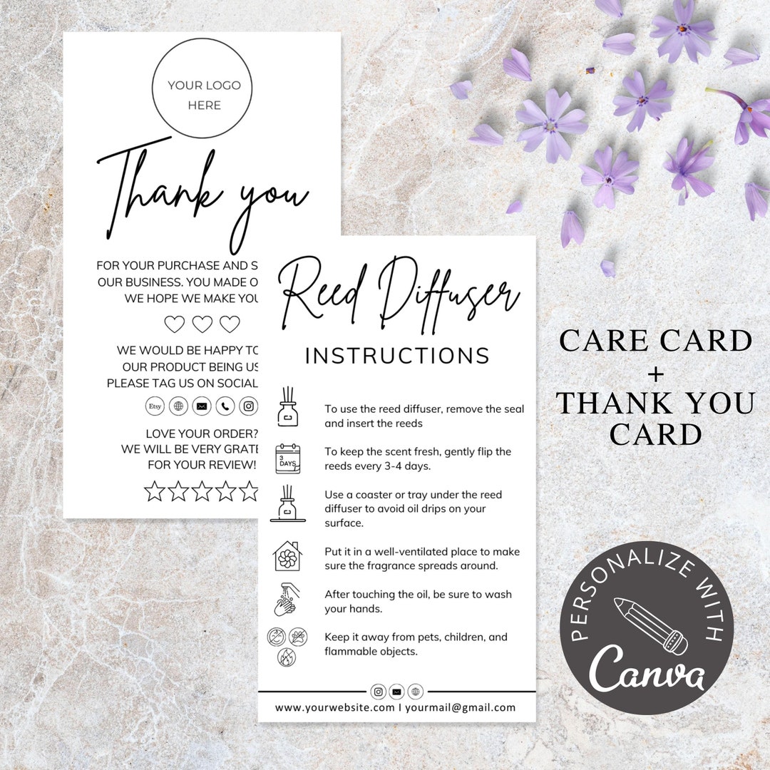 Reed Diffuser Canva Template I Editable Air Freshener Care Instructions ...
