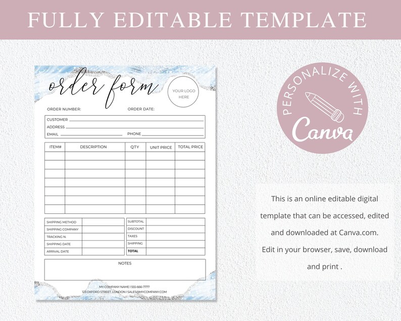 Editable Order Form I Editable Canva Template I Small Business - Etsy