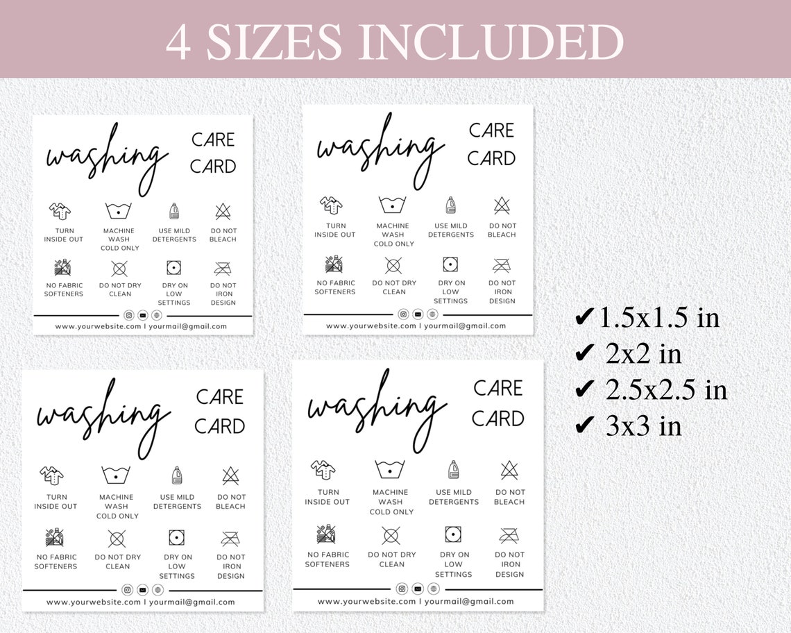 Washing Instructions Care Card I Editable Canva Template I Etsy Shop ...