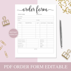 Order Form Editable, Fillable Order Forms, Small Business Order Form ...