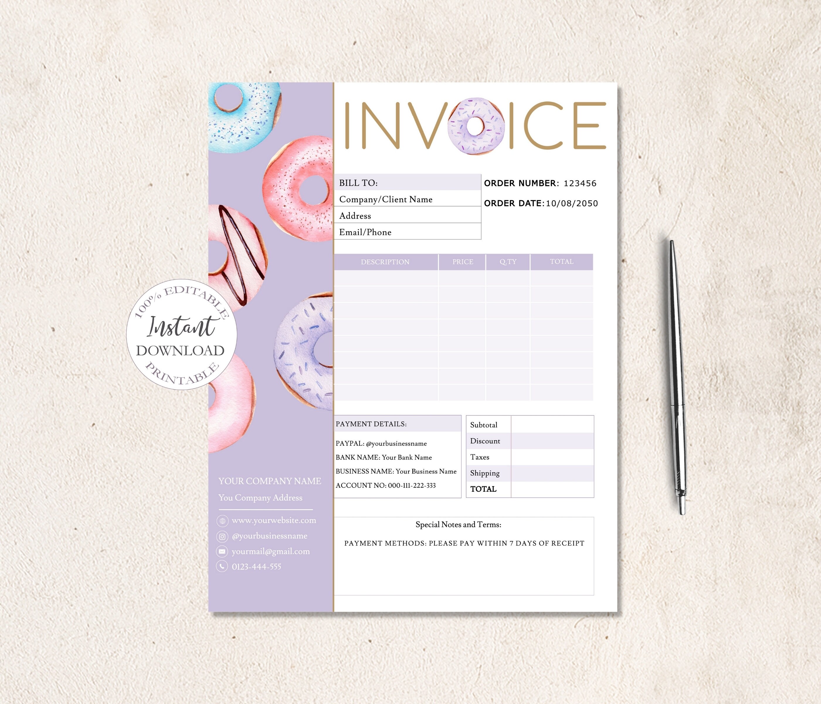 Donut Order Form Template