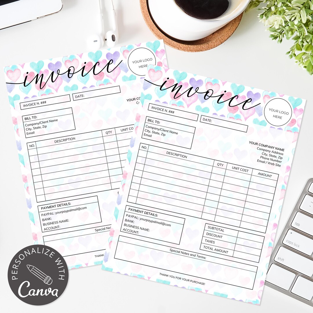 Editable Invoice Template for Small Busines I Canva Invoice Template ...