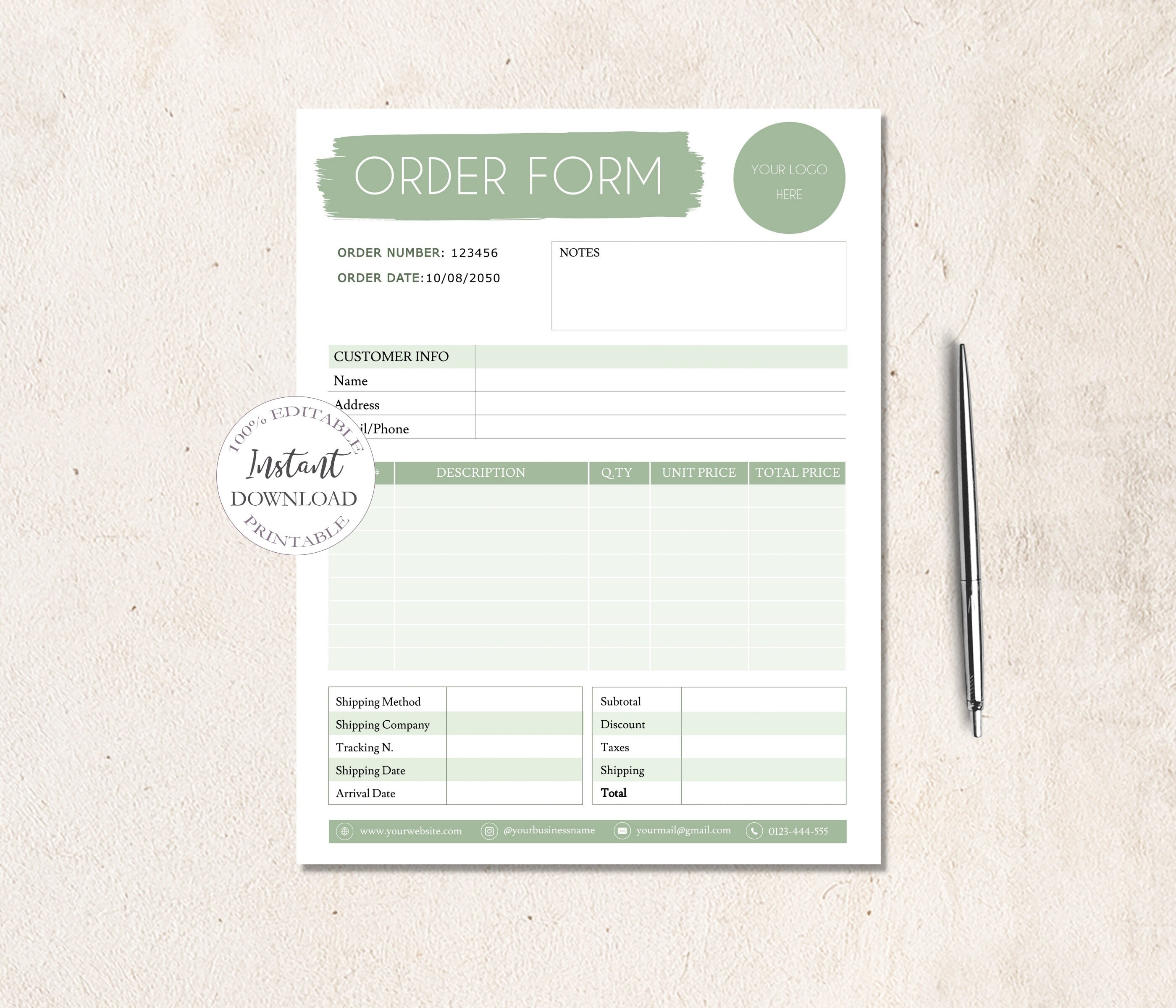 Editable Order Form Template Etsy Business Order Forms | Etsy