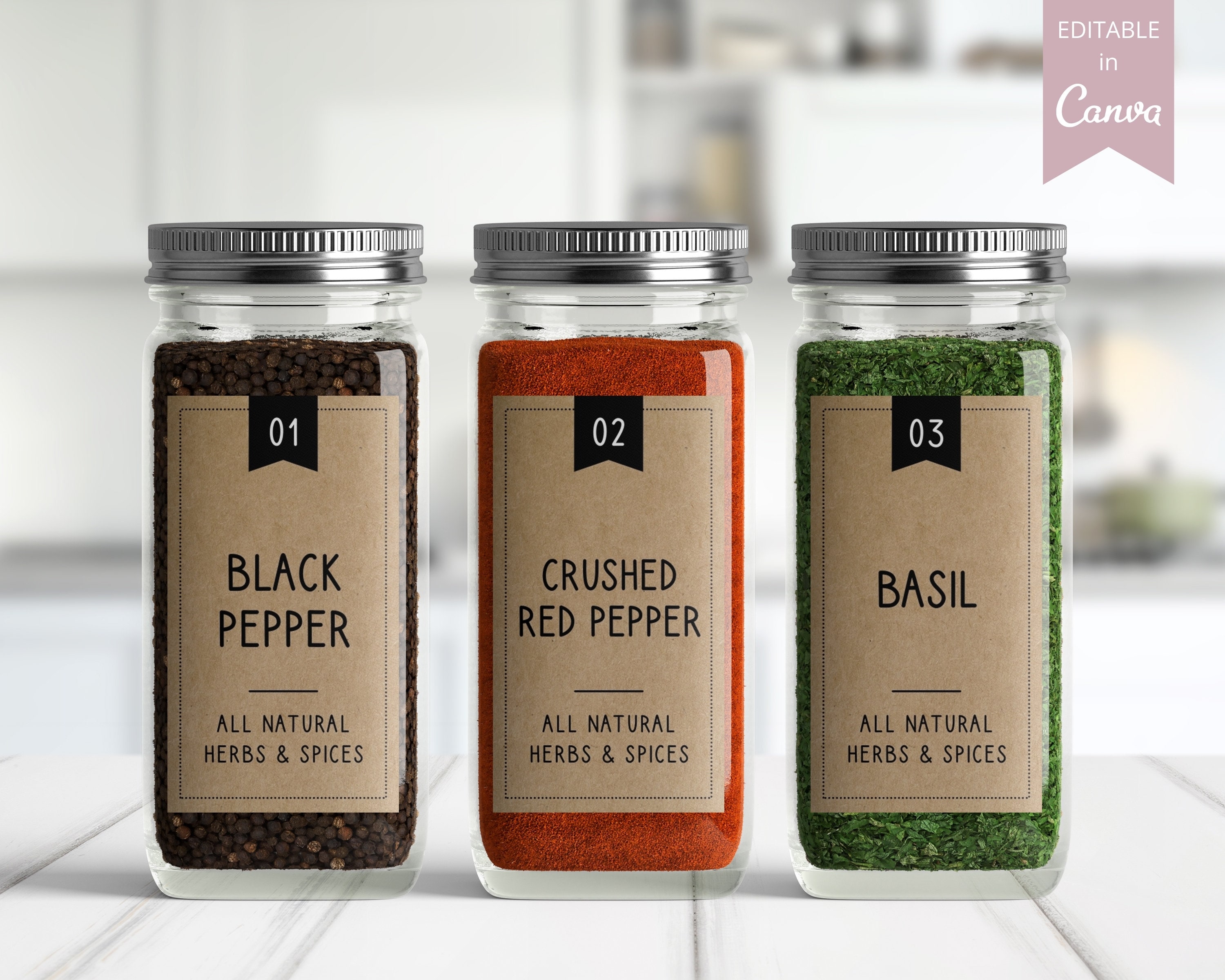Editable Spice Jars Label Minimal Spice Label Template Spice - Etsy