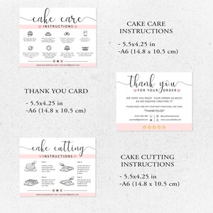 Cake Cutting Guide Card I Editable Canva Template I Cake Care Card ...