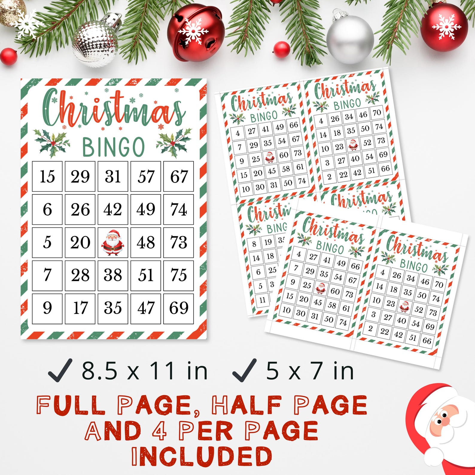 100 Christmas Bingo Cards With Numbers | Editable Canva Party Games ...