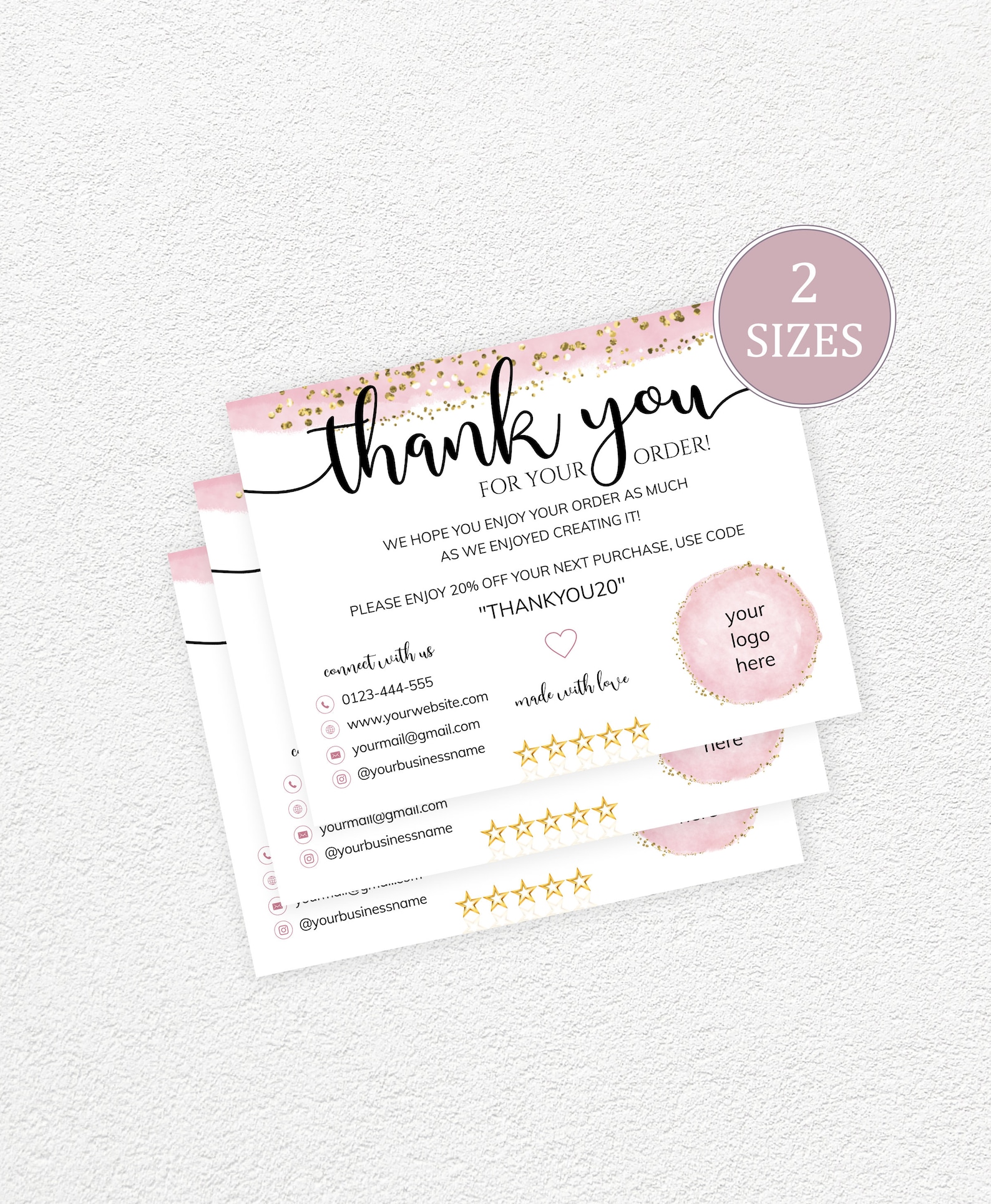 Editable Thank You Cards Printable Thank You For Order | Etsy