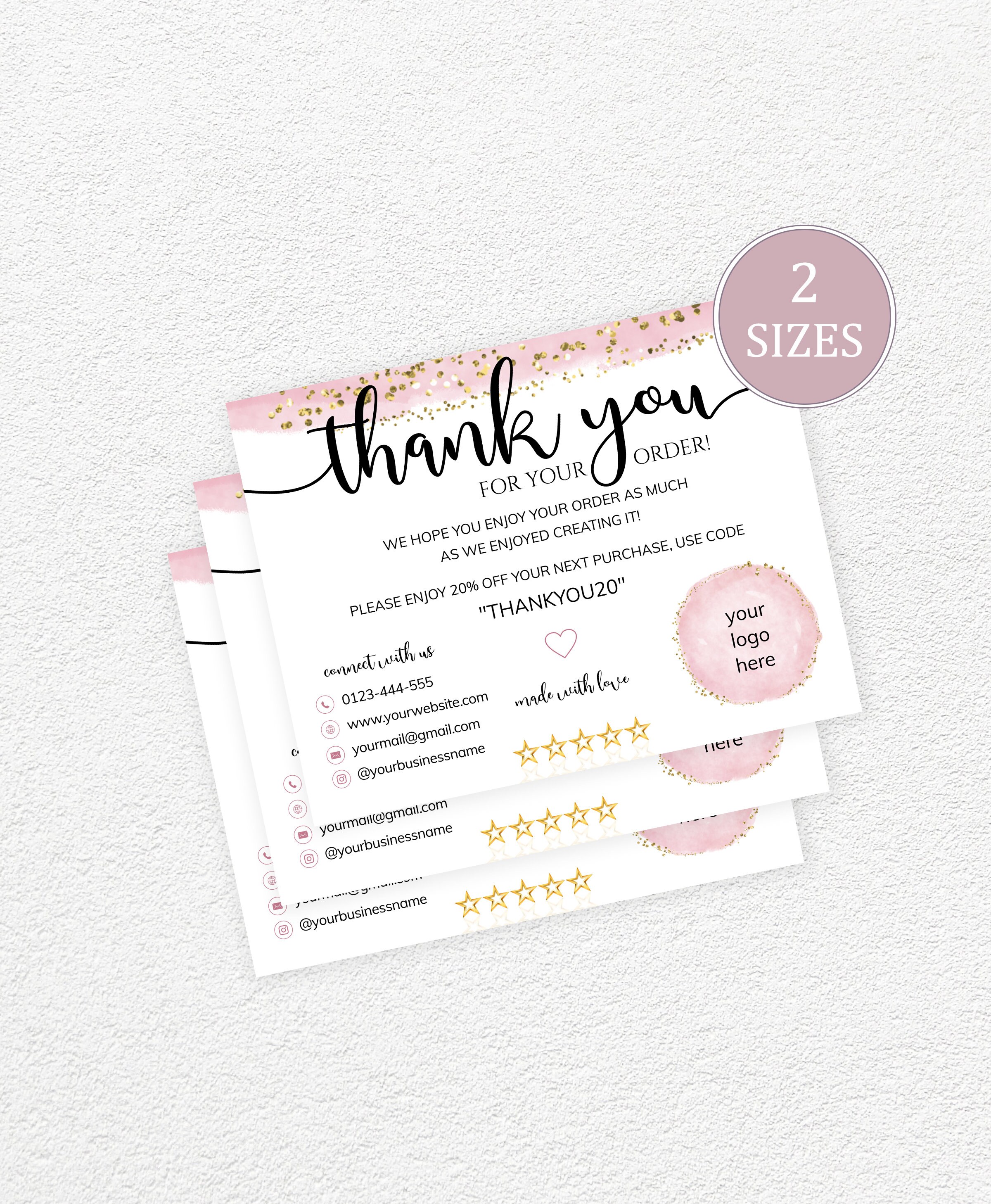 Editable Thank You Cards Printable Thank You For Order | Etsy
