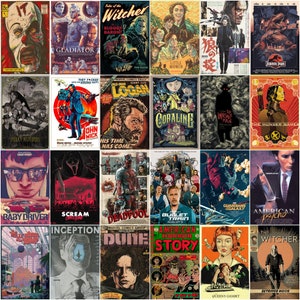 Retro Vintage Movie Poster Wall Collage Kit, Aesthetic Movie and Series ...
