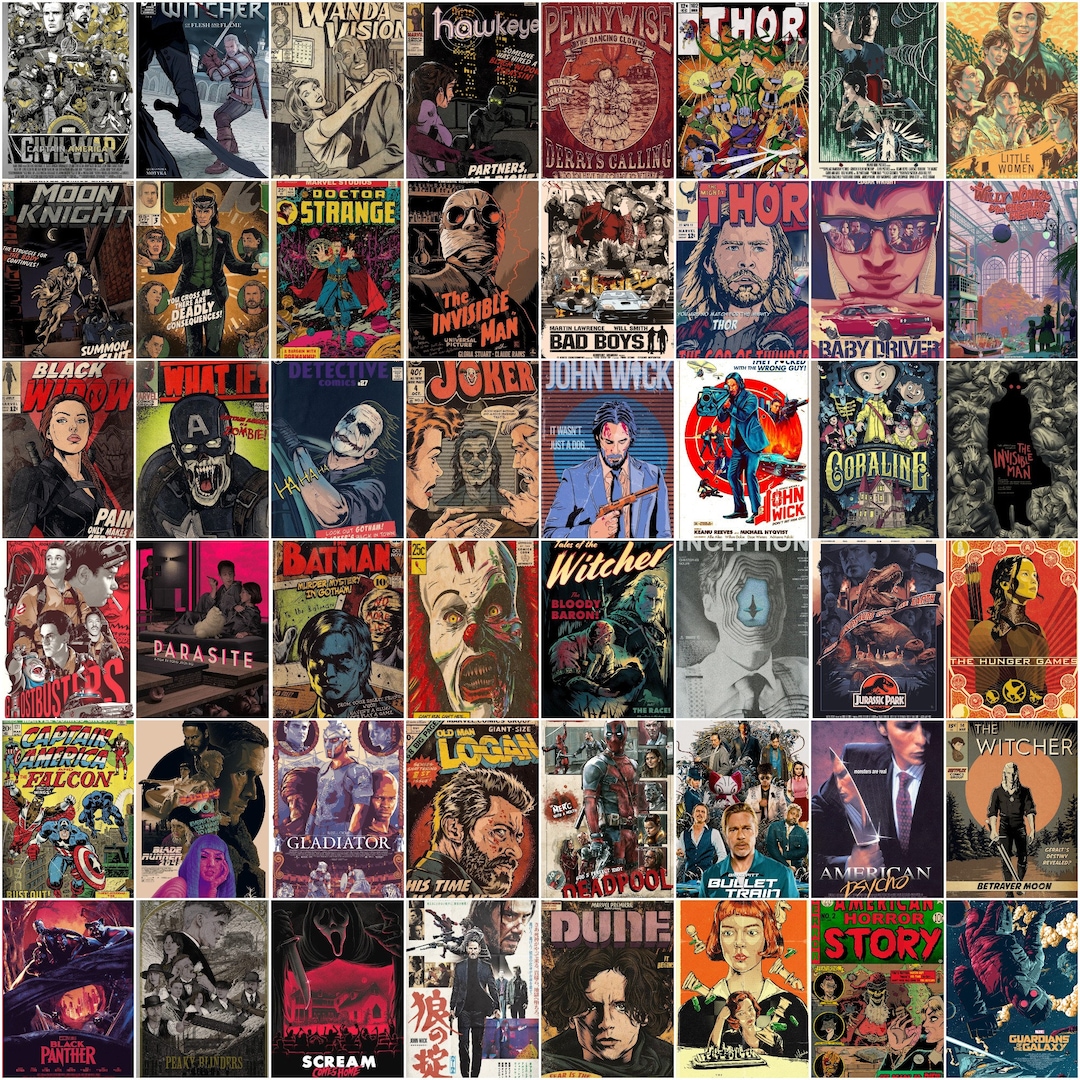 Retro Vintage Movie Poster Wall Collage Kit, Aesthetic Movie and Series ...