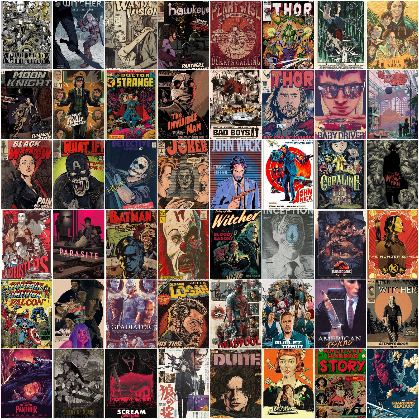 Retro Vintage Movie Poster Wall Collage Kit Aesthetic Movie - Etsy