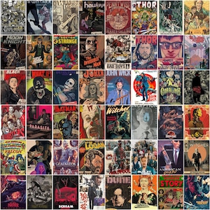 Retro Vintage Movie Poster Wall Collage Kit, Aesthetic Movie and Series ...