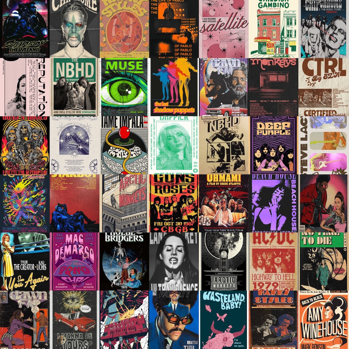 Vintage Music Posters Wall Collage Kit / Aesthetic Concert - Etsy