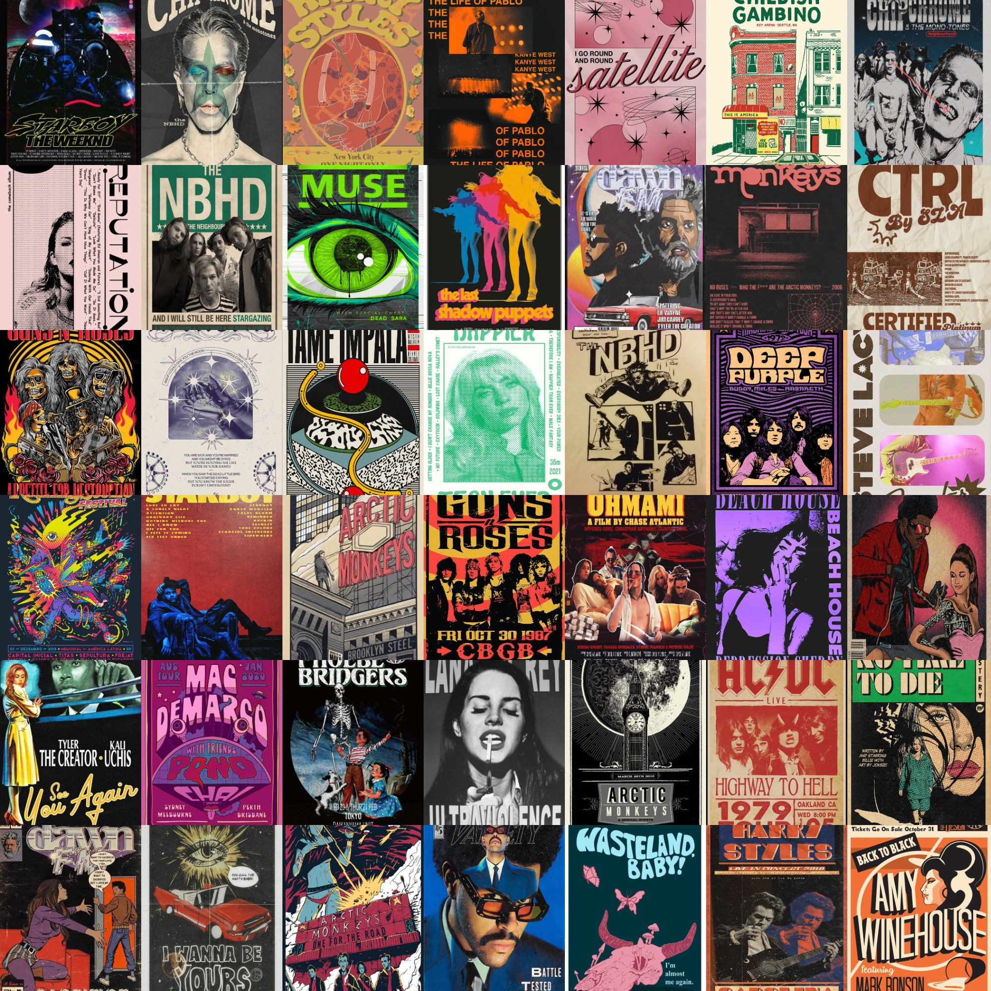 Vintage Music Posters Wall Collage Kit / Aesthetic Concert Grunge Room ...
