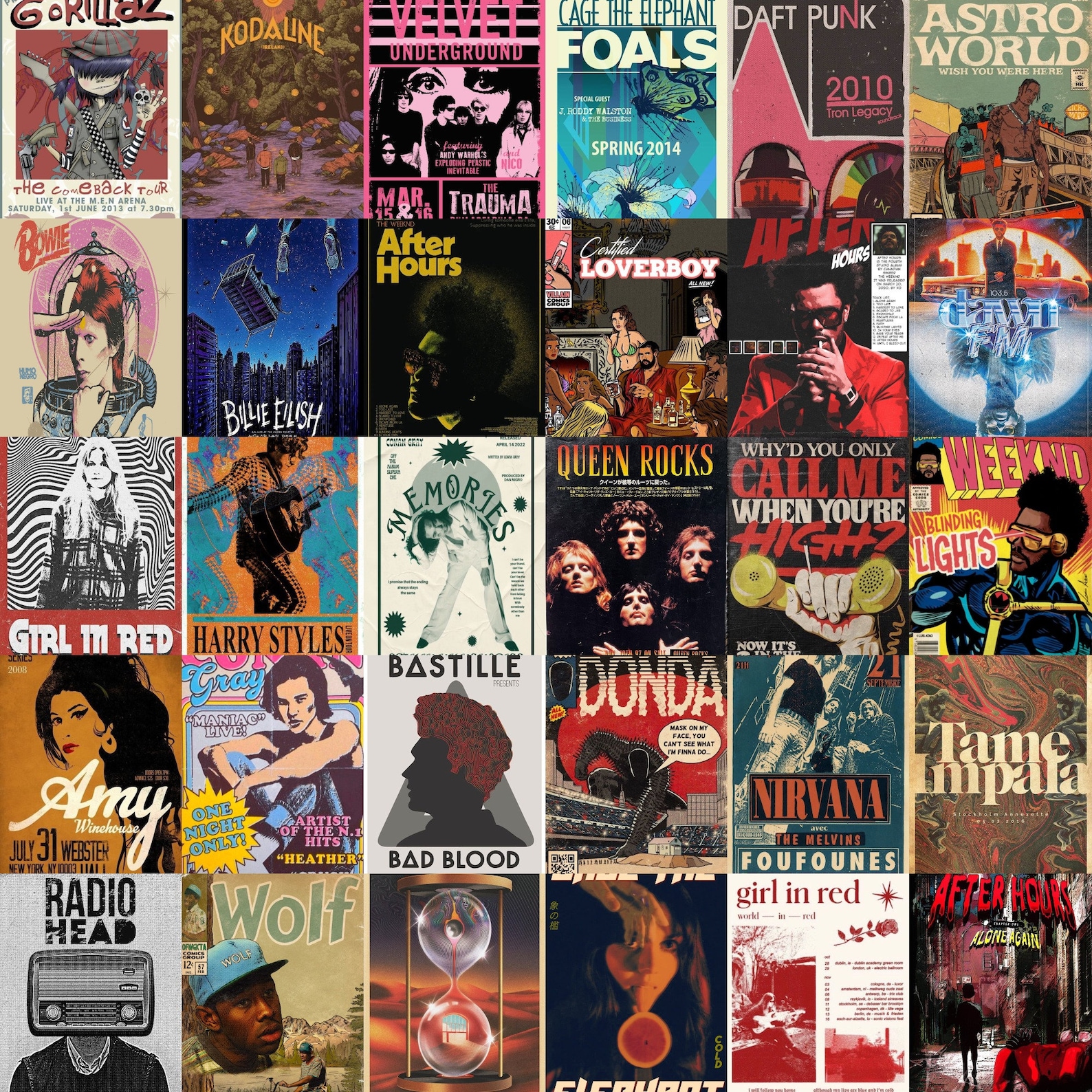 Vintage Music Posters Wall Collage Kit / Aesthetic Concert Grunge Room ...