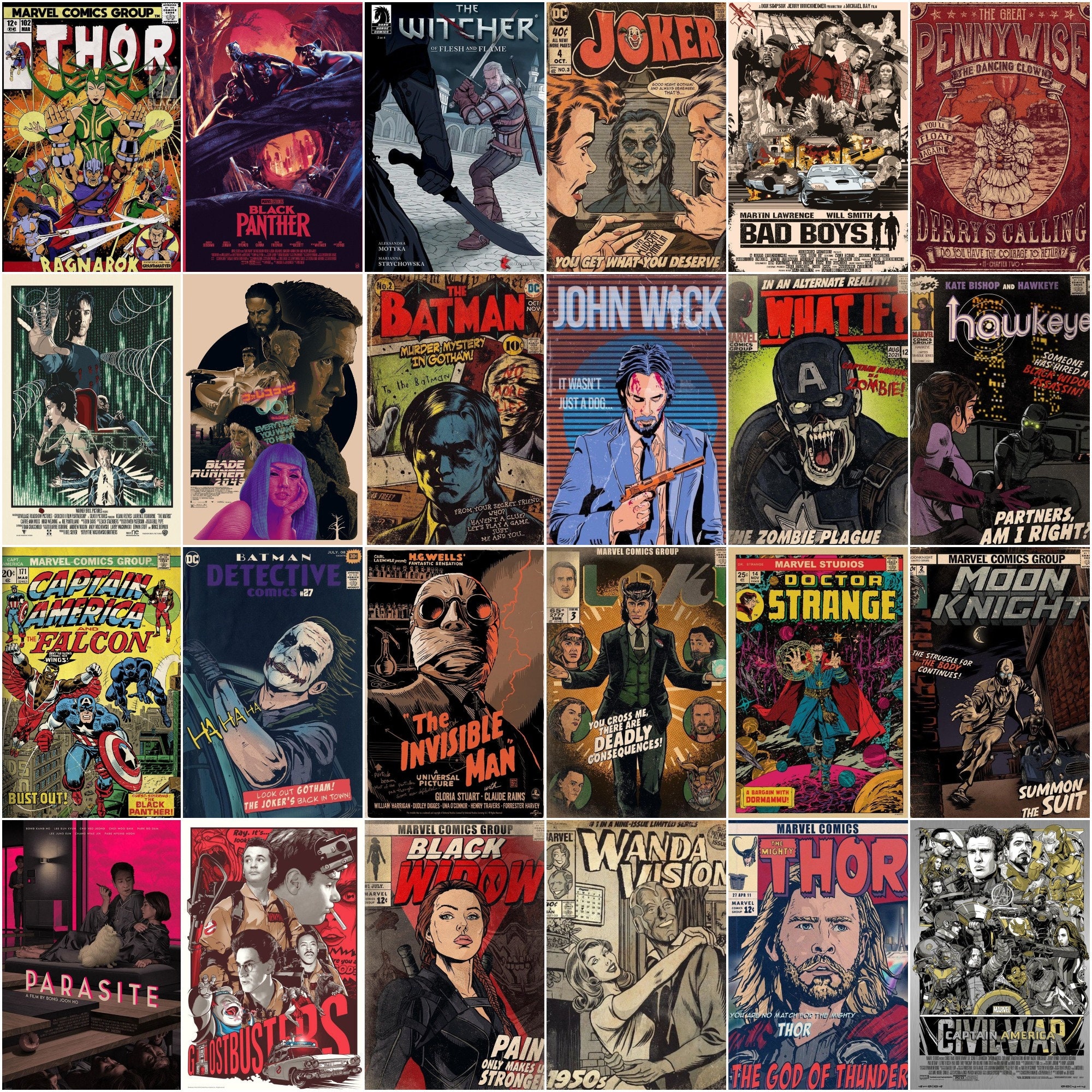 Retro Vintage Movie Poster Wall Collage Kit Aesthetic Movie - Etsy