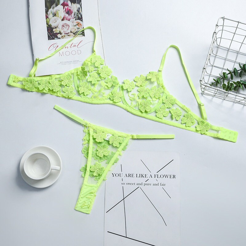 Elegant Floral Embroidered Perspective Lingerie Set. - Etsy Polska