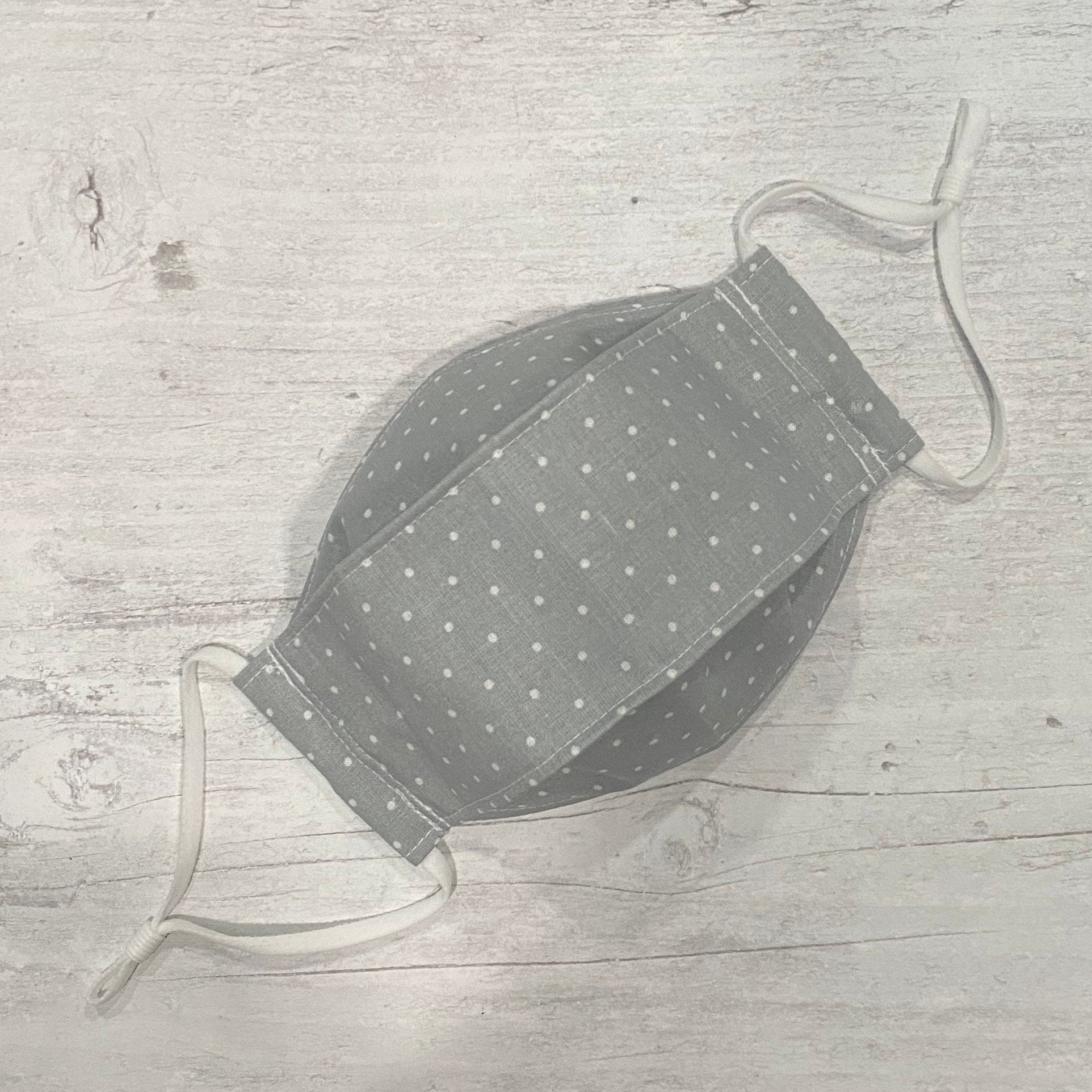 Grey White Polka Dot Print Cotton 3-D Mask - Etsy