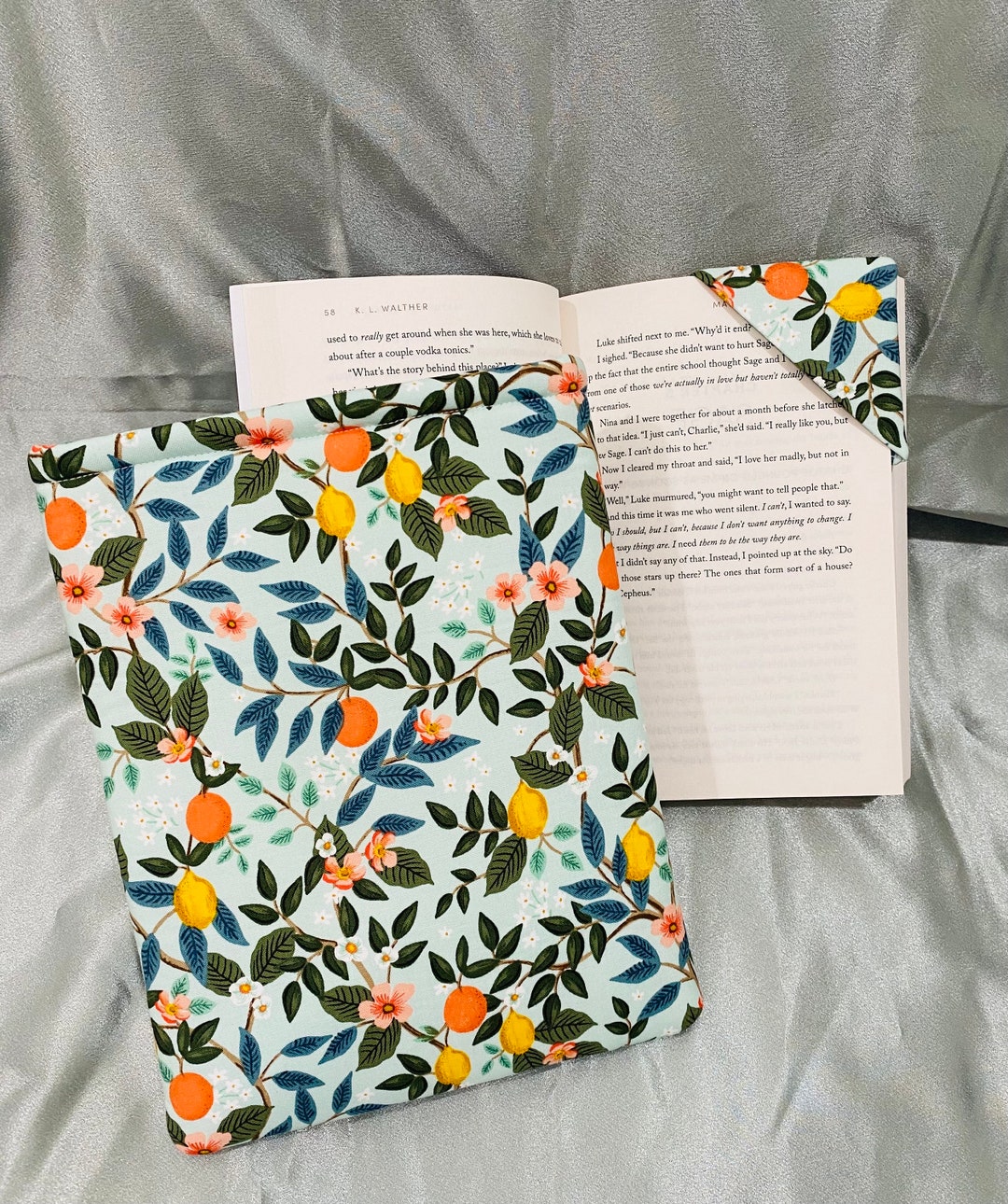 Rifle Paper Citrus Grove in Mint Cotton Fabric Book Sleeve, Kindle ...