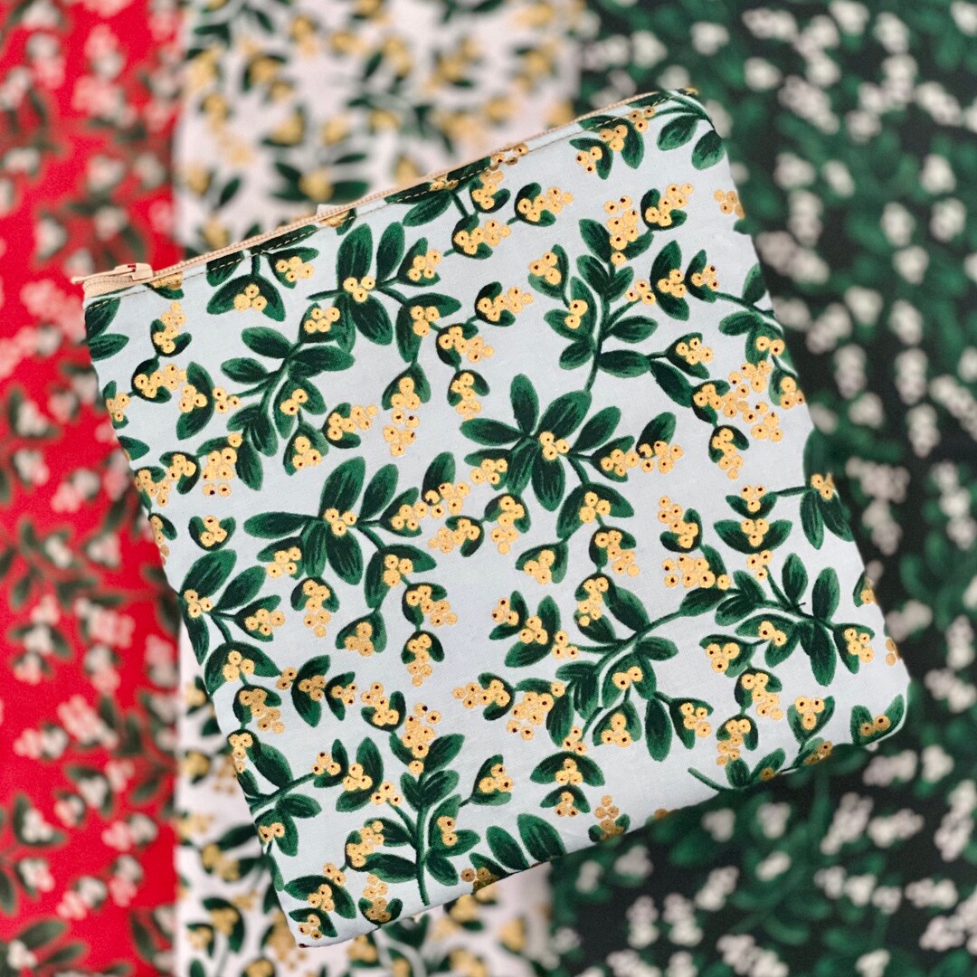 Rifle Paper Mistletoe Mint/ Evergreen / Cream OR Red Print Zipper ...